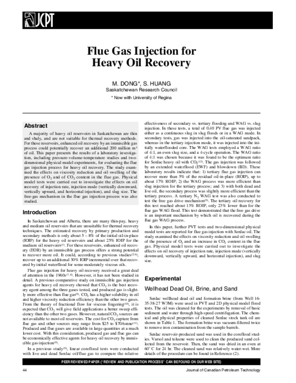 (PDF) Flue Gas Injection for Heavy Oil Recovery