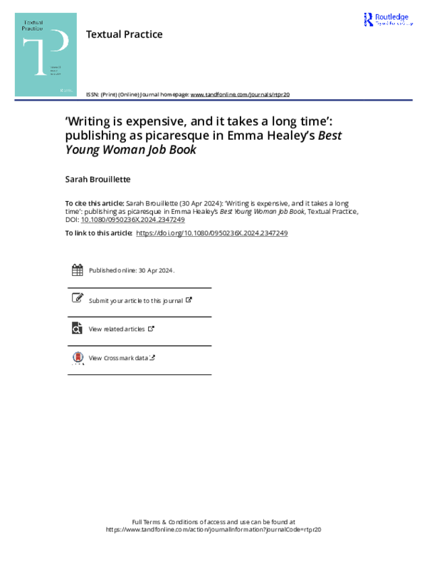 (PDF) "Writing is expensive, and it takes a long time": publishing as ...