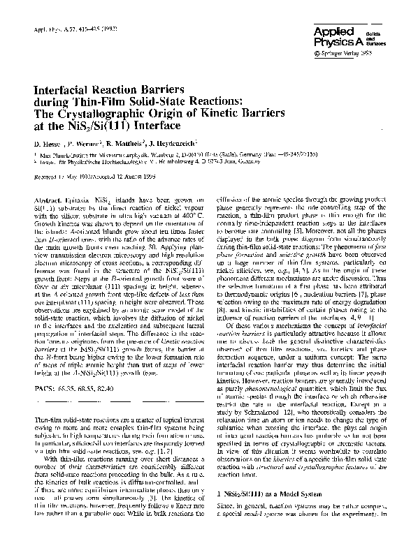 (PDF) Interfacial reaction barriers during thin-film solid-state ...