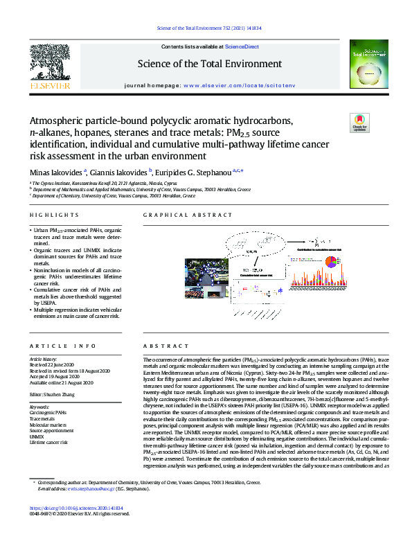 (PDF) Atmospheric particle-bound polycyclic aromatic hydrocarbons, n-alkanes, hopanes, steranes ...