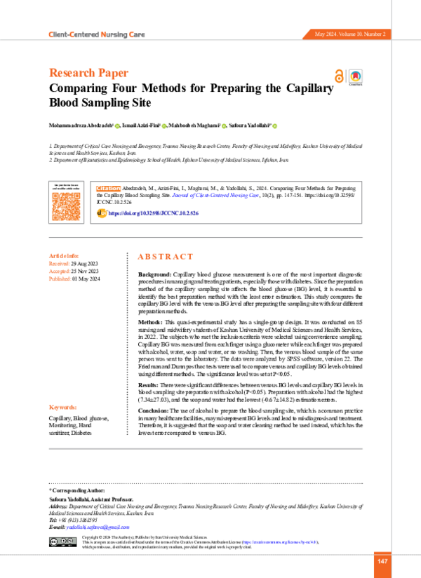 (PDF) Comparing Four Methods for Preparing the Capillary Blood Sampling ...