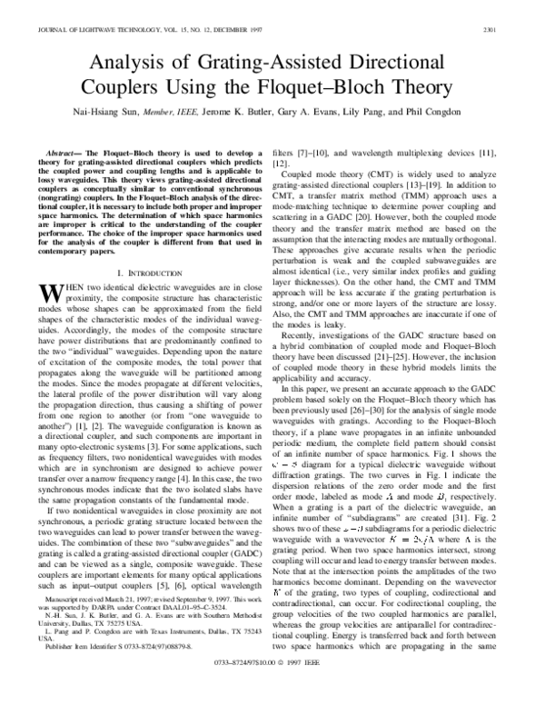 (PDF) Analysis of grating-assisted directional couplers using the Floquet-Bloch theory