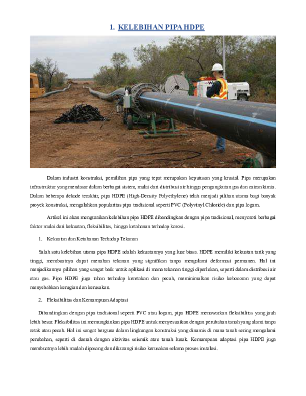 (PDF) Kelebihan Pipa HDPE