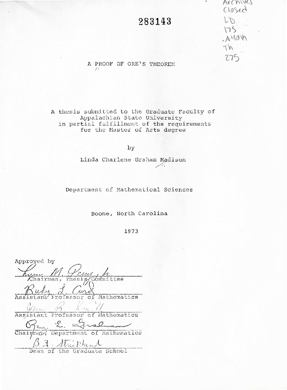 (PDF) A Proof Of Ore's Theorem