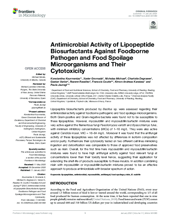 (PDF) Antimicrobial Activity of Lipopeptide Biosurfactants Against ...