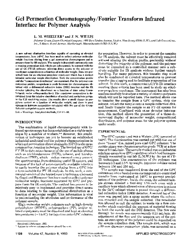 (PDF) Gel Permeation Chromatography/Fourier Transform Infrared Interface for Polymer Analysis