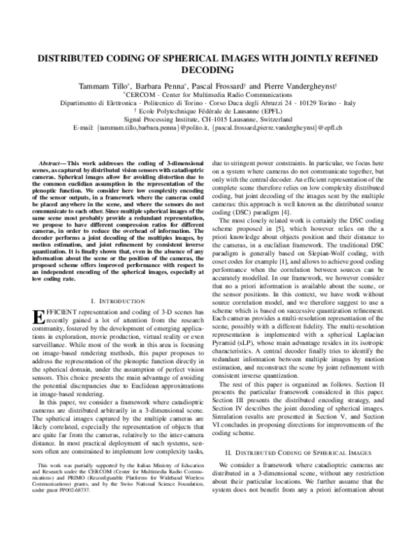 (PDF) Distributed Coding of Spherical Images with Jointly Refined ...