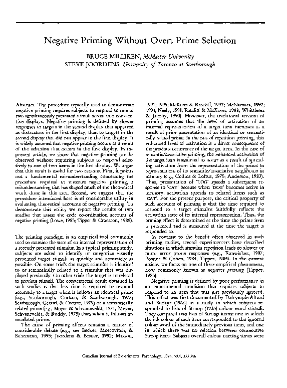 (PDF) Negative priming without overt prime selection | Steve Joordens - Academia.edu