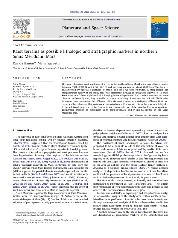 (PDF) Karst terrains as possible lithologic and stratigraphic markers ...