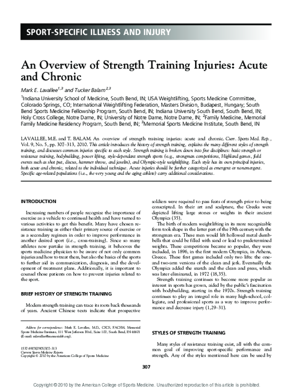 (PDF) An Overview of Strength Training Injuries