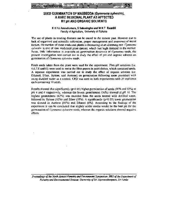 (PDF) SEED GERMINATION OF MASBEDDA (Gymnema sylvestre), A RARE ...