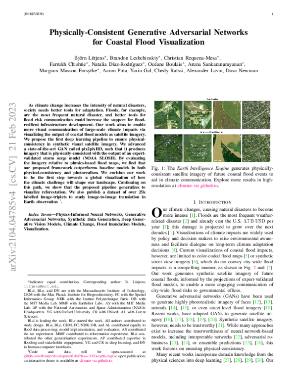(PDF) Physically-Consistent Generative Adversarial Networks for Coastal Flood Visualization