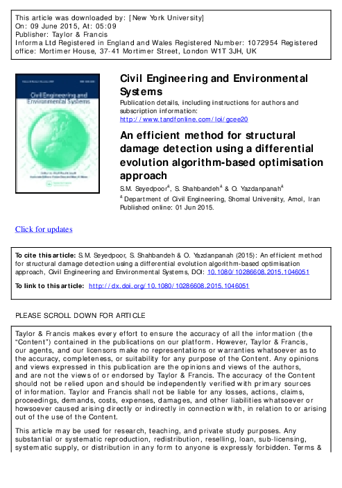 (PDF) An efficient method for structural damage detection using a differential evolution ...