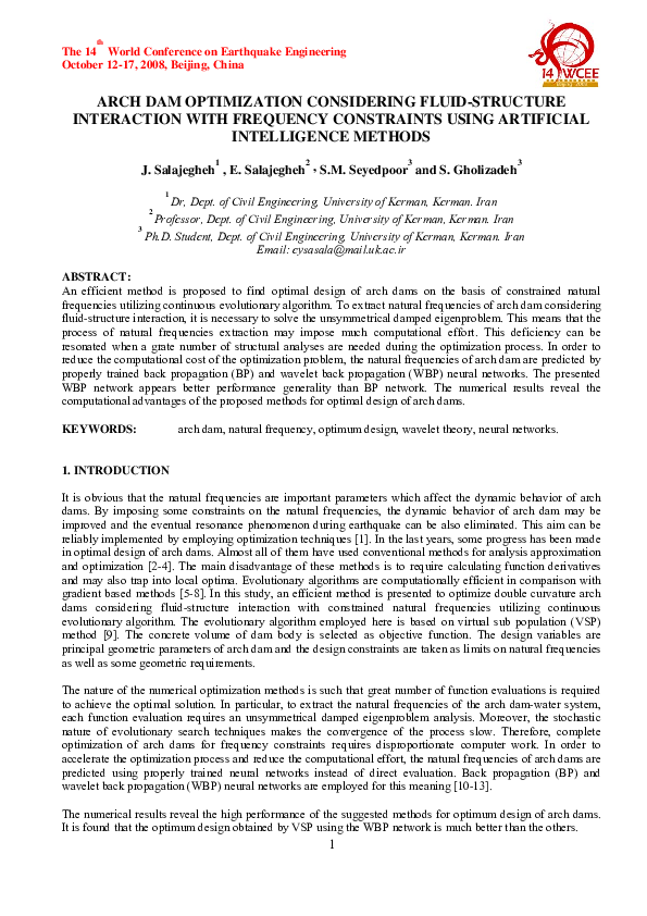 (PDF) Arch Dam Optimization Considering Fluid-Structure Interaction ...