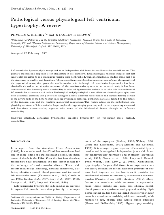 (PDF) Pathological versus physiological left ventricular hypertrophy: A ...