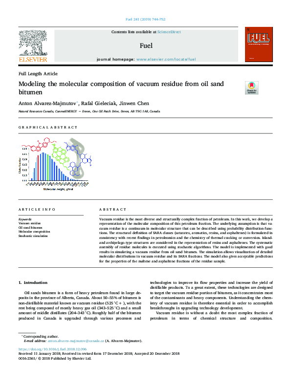 (PDF) Modeling the molecular composition of vacuum residue from oil ...