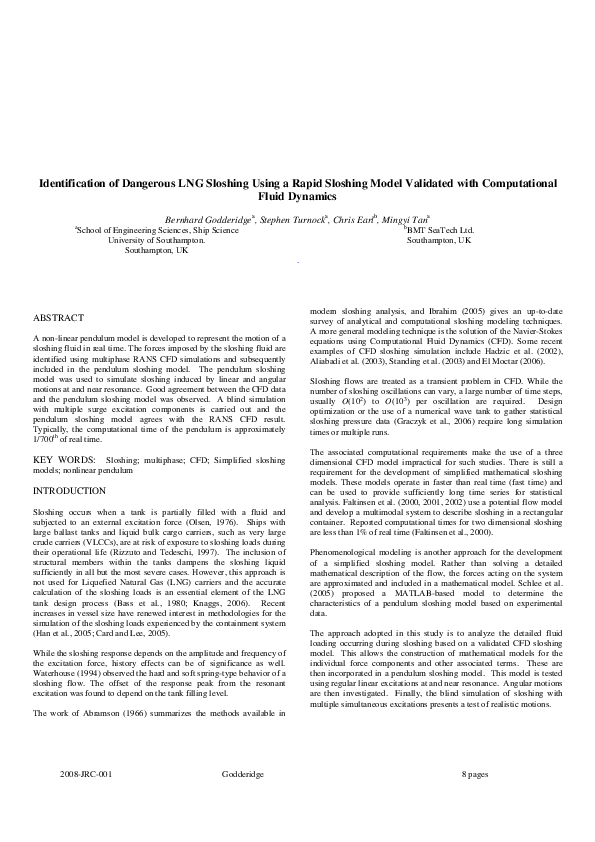 (PDF) Identification of Dangerous LNG Sloshing Using a Rapid Sloshing Model Validated With ...