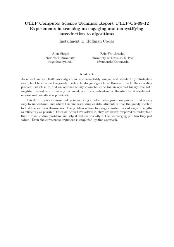 Pdf Installment 1 Huffman Codes