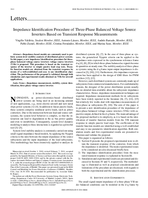 (PDF) Impedance Identification Procedure of Three-Phase Balanced ...
