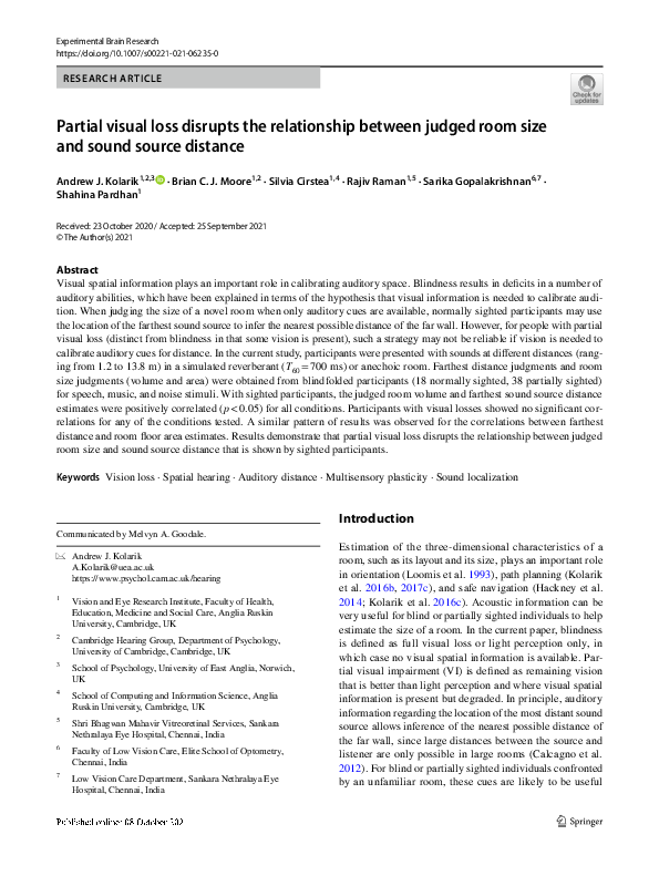 (PDF) Partial visual loss disrupts the relationship between judged room ...