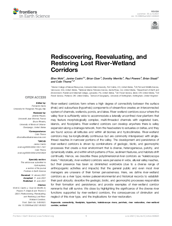 (PDF) Rediscovering, Reevaluating, and Restoring Lost River-Wetland ...