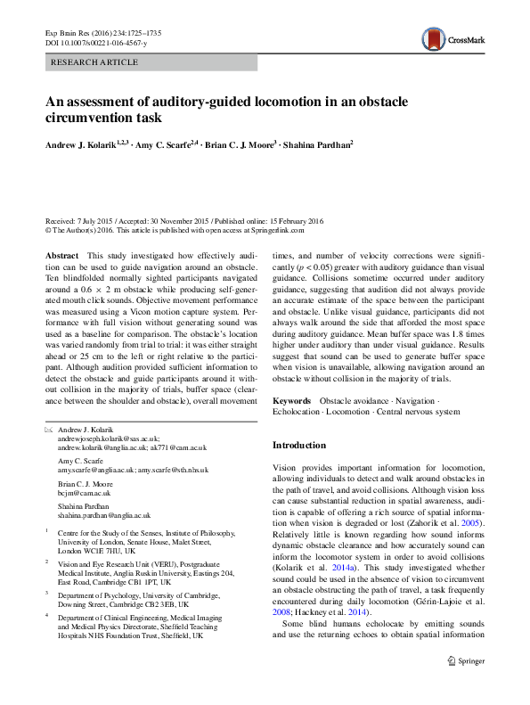 (PDF) An assessment of auditory-guided locomotion in an obstacle ...