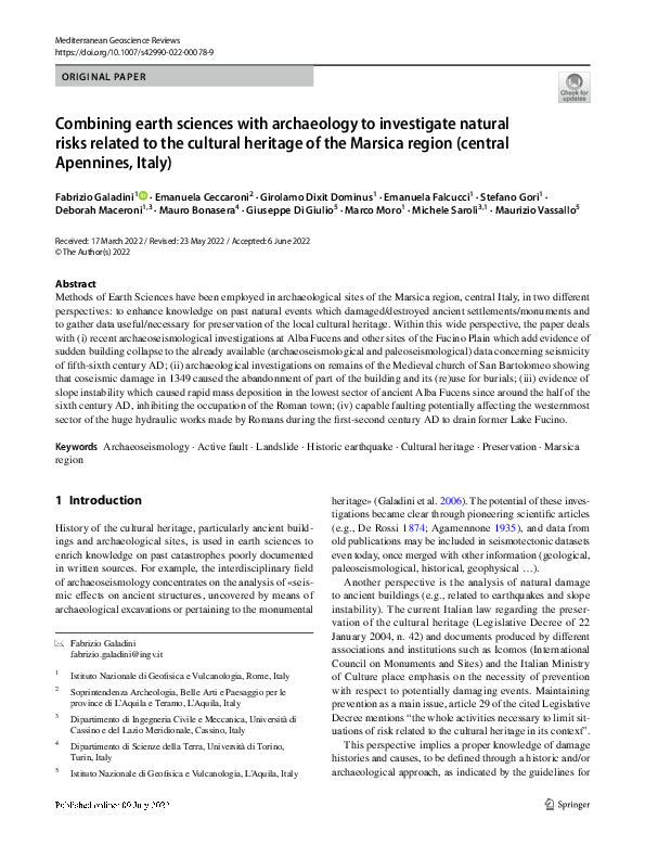 (PDF) Combining earth sciences with archaeology to investigate natural risks related to the ...