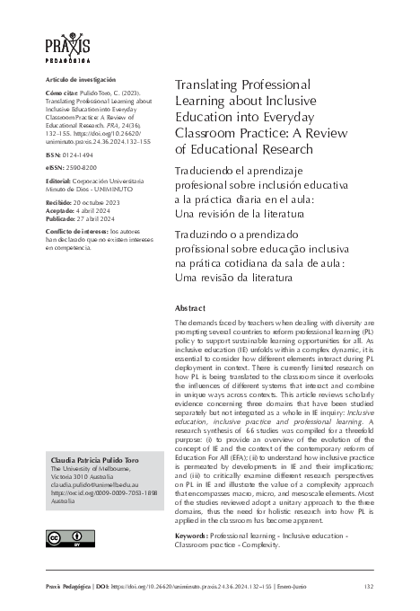 (PDF) Translating Professional Learning about Inclusive Education into ...