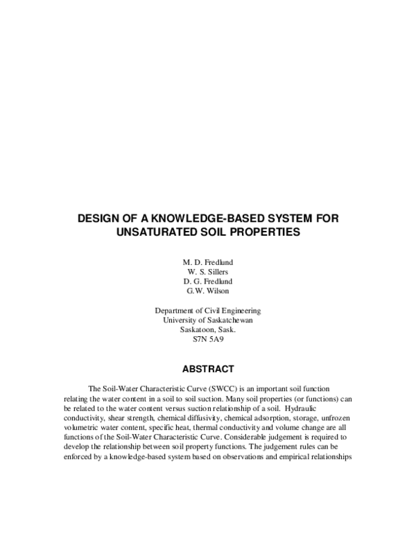 (PDF) Design of a Knowledge-Based System for Unsaturated Soil Properties