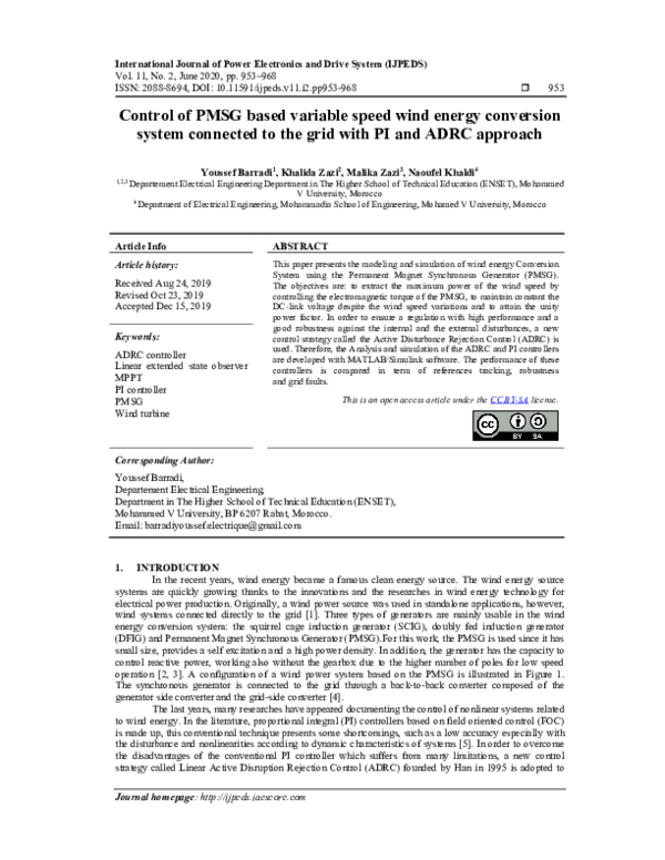 Pdf Control Of Pmsg Based Variable Speed Wind Energy Conversion