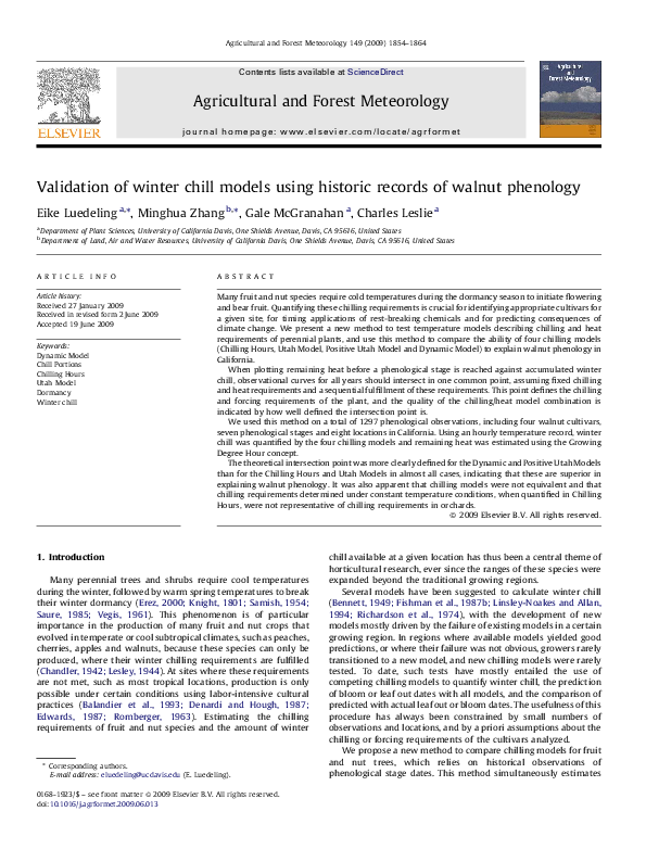 (PDF) Validation of winter chill models using historic records of ...