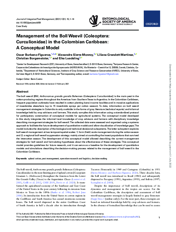 (PDF) Management of the Boll Weevil (Coleoptera: Curculionidae) in the ...
