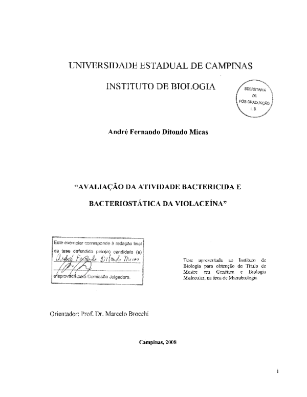 (PDF) Avaliação da atividade bactericida e bacteriostatica da violaceina