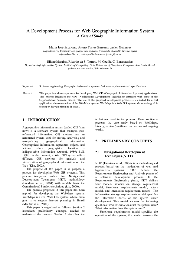 (PDF) A DEVELOPMENT PROCESS FOR WEB GEOGRAPHIC INFORMATION SYSTEM - A Case of Study