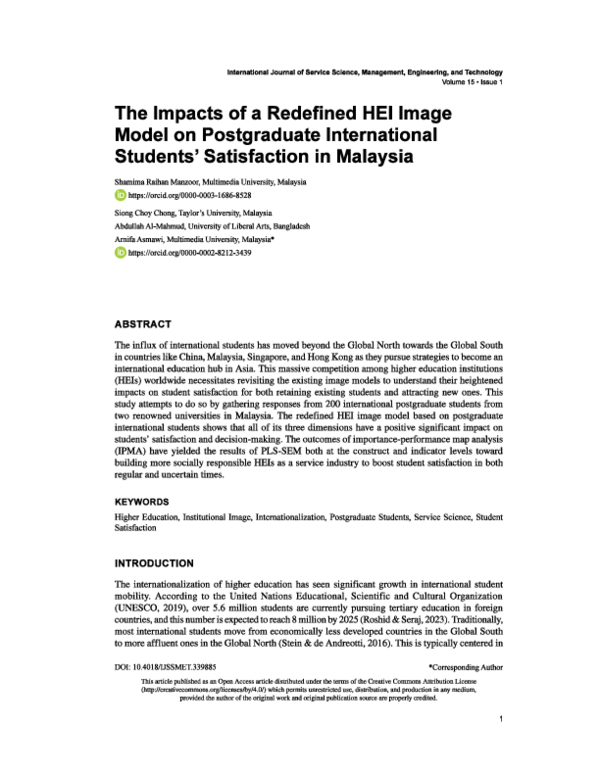 (PDF) The Impacts of a Redefined HEI Image Model on Postgraduate ...