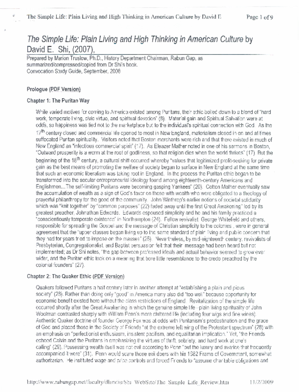 (PDF) The Simple Life: Plain Living and High Thinking in American Culture