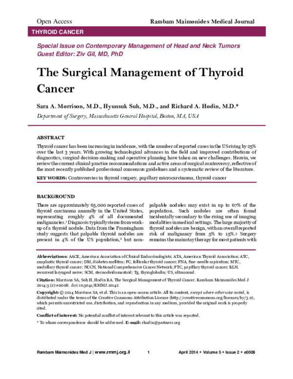 (PDF) Surgical management of thyroid cancer