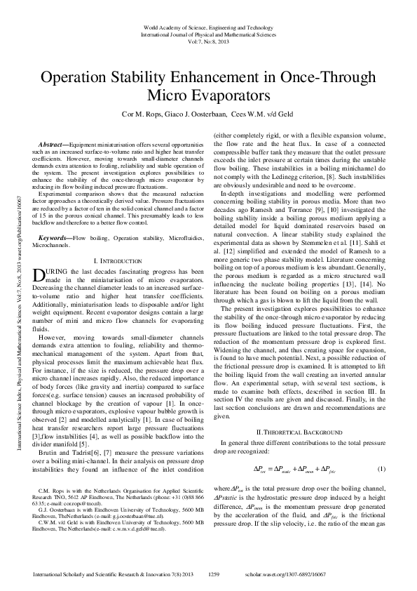 (PDF) Operation Stability Enhancement in Once-Through Micro Evaporators