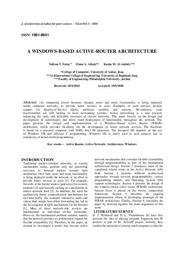(PDF) A Windows-Based Active-Router Architecture