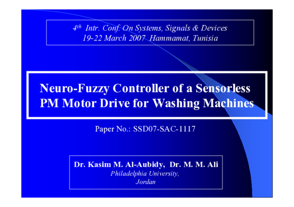 (PDF) Neuro-Fuzzy Controller of a Sensorless PM Motor Drive For Washing ...