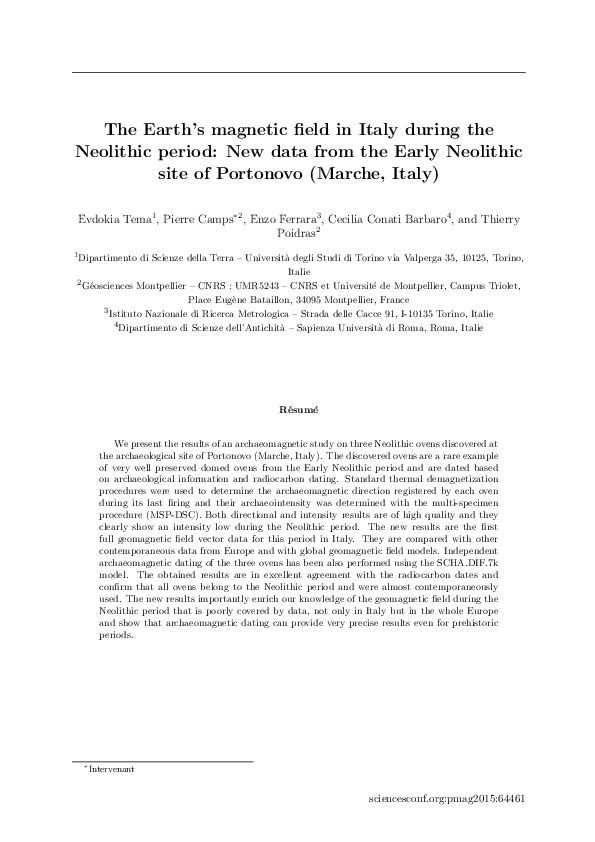 (PDF) The Earth's magnetic field in Italy during the Neolithic period ...