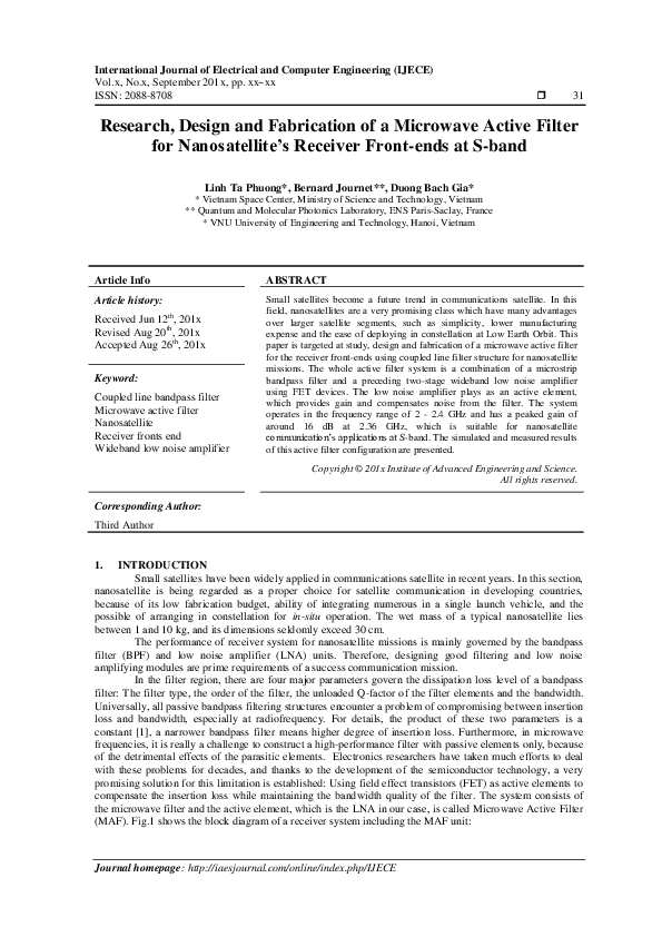 (PDF) Research, design and fabrication of a microwave active filter for ...