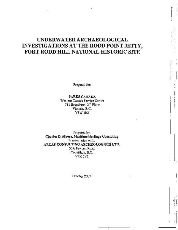(PDF) Underwater Archaeological Investigations at the Rodd Point Jetty ...