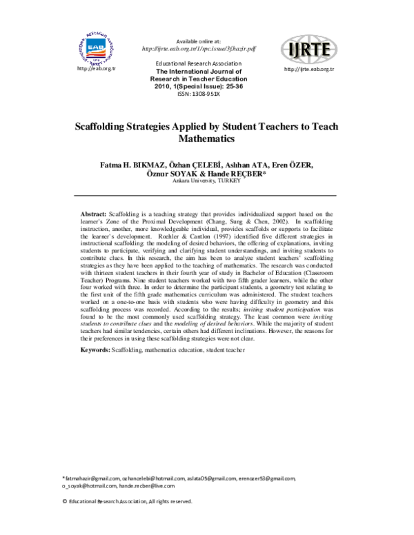 (PDF) Scaffolding Strategies Applied by Student Teachers to Teach ...