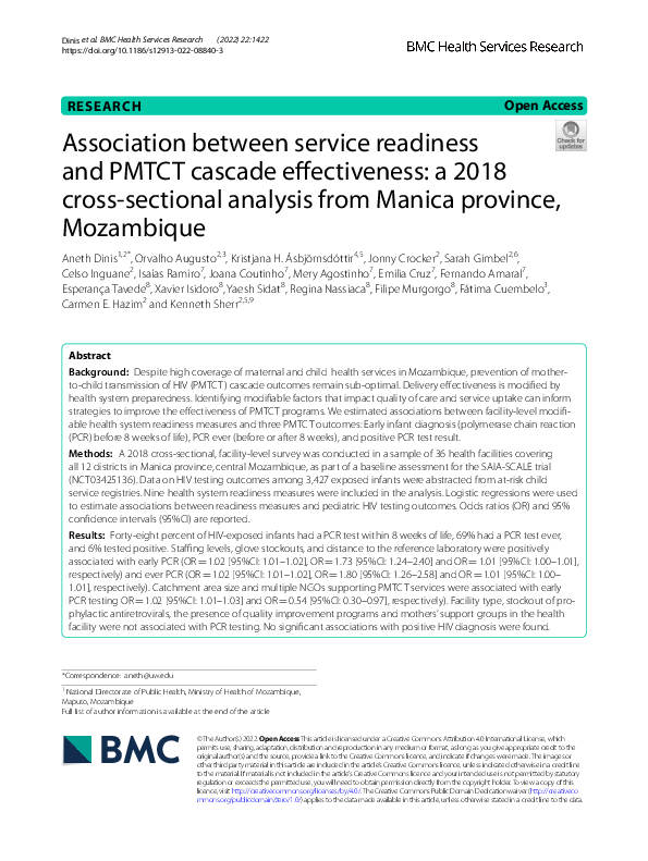 (PDF) Association between service readiness and PMTCT cascade ...