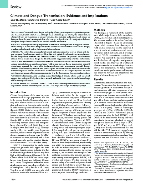 (PDF) Climate and Dengue Transmission: Evidence and Implications