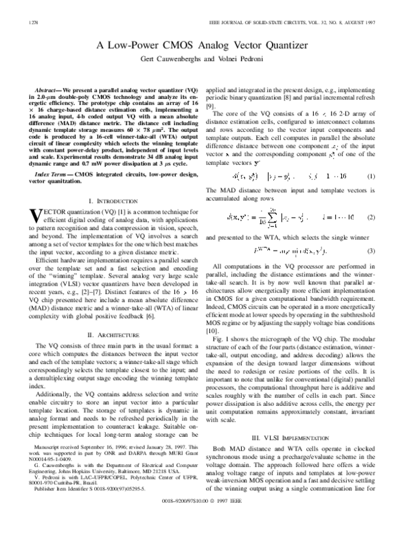 (PDF) A low-power CMOS analog vector quantizer