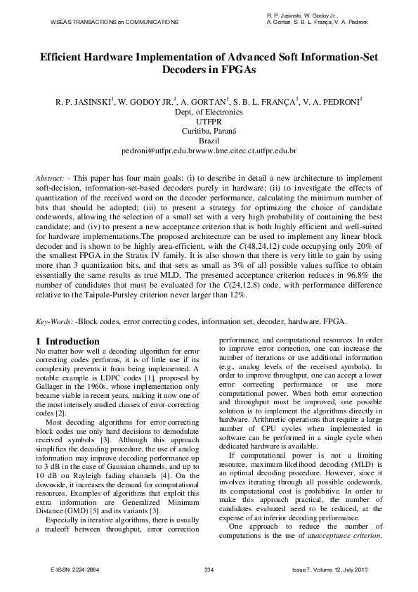 (PDF) Efficient Hardware Implementation of Advanced Soft Information ...