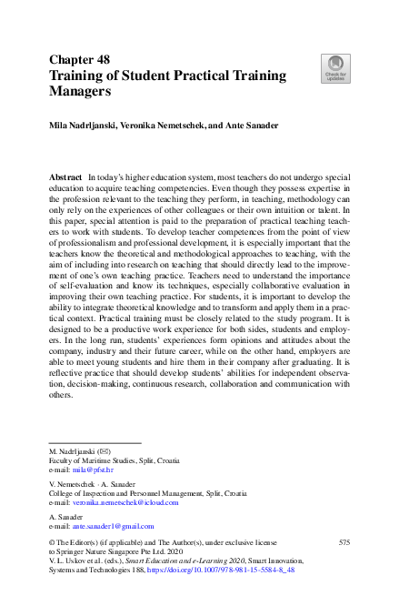 (PDF) Training of Student Practical Training Managers | Mila Nadrljanski - Academia.edu