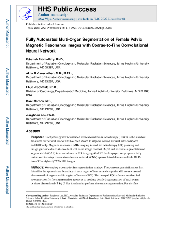 (PDF) Fully automated multiorgan segmentation of female pelvic magnetic resonance images with ...